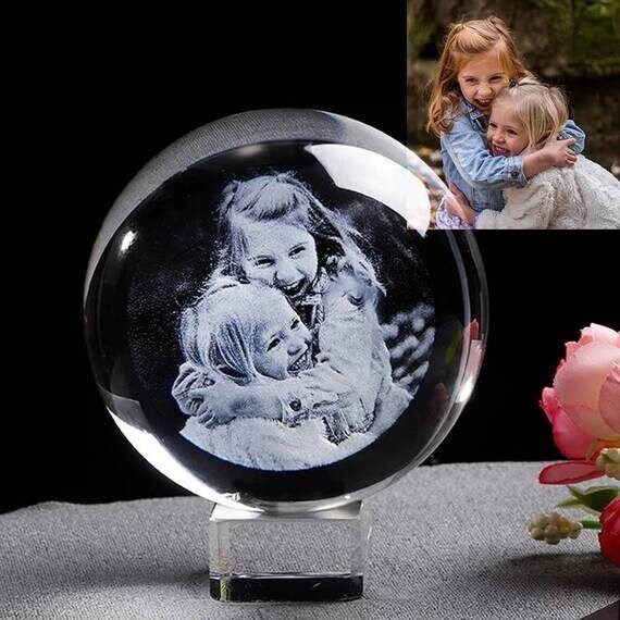 Laser Engraved Photo Crystal Ball Customized Glass Picture Sphere Globe ...