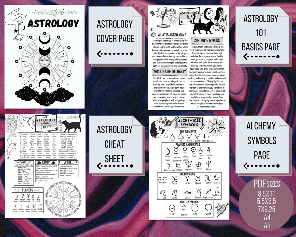 Astrology Sheets for Beginners Basics of Astrology Birth - Etsy