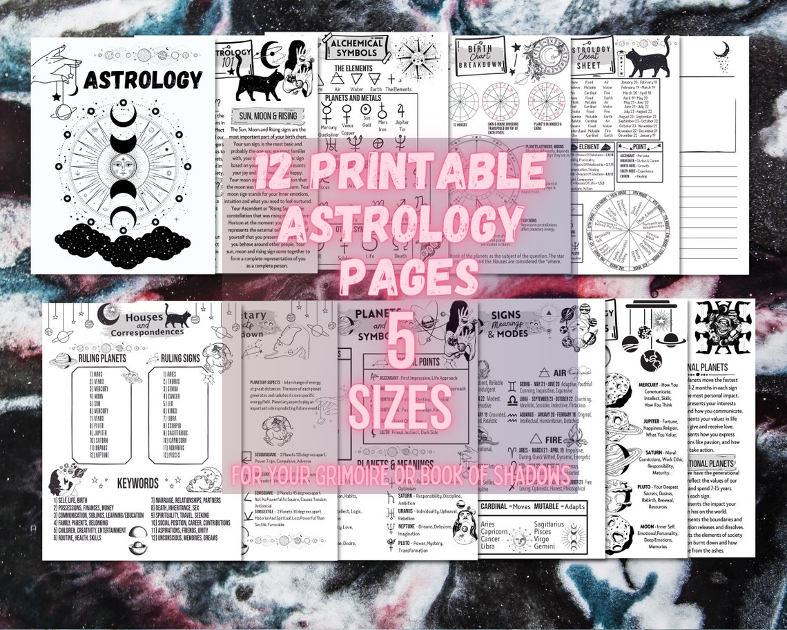 Astrology Sheets for Beginners Basics of Astrology Birth - Etsy