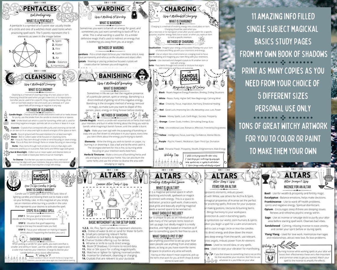 Basic Witchcraft Printable Guide Beginners, Basics of Magick Set 3 ...