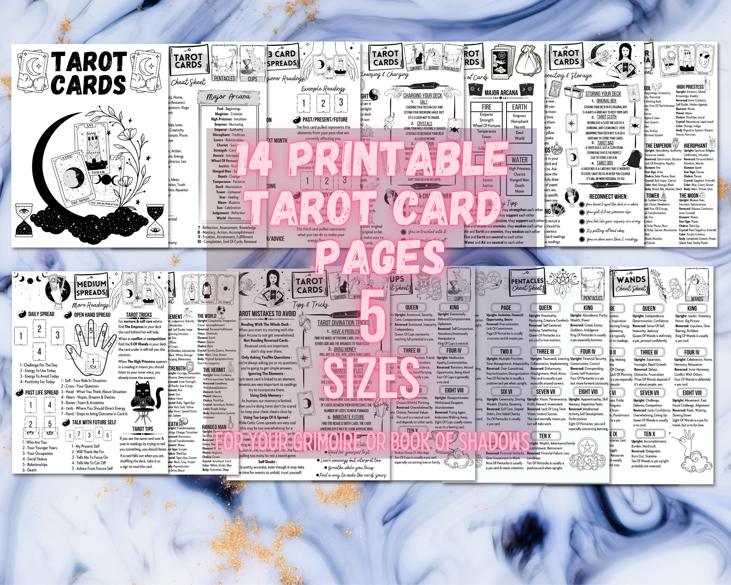 Tarot Cheat Sheets for Beginners, Learn Tarot Journal Pages, Tarot ...