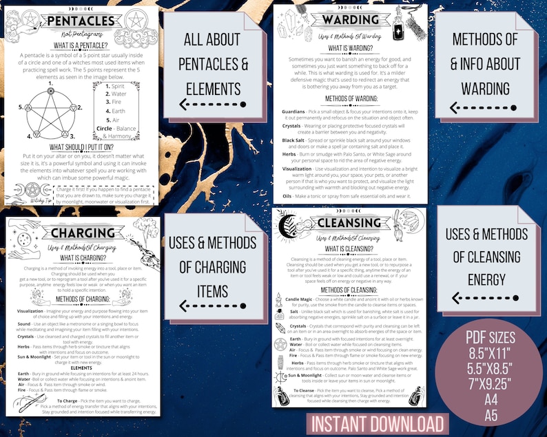 Basic Witchcraft Printable Guide Beginners, Basics of Magick Set 3, Grimoire Sheets, Digital ...