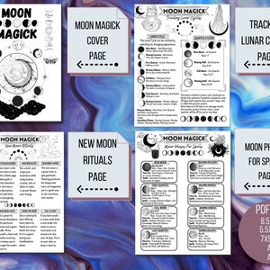 Moon Magick Sheets for Beginners, Basics of Lunar Cycles, Moon Cycles ...