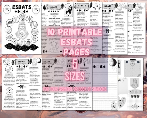 Esbats Cheat Sheets for Beginners Learn Witchcraft Journal | Etsy