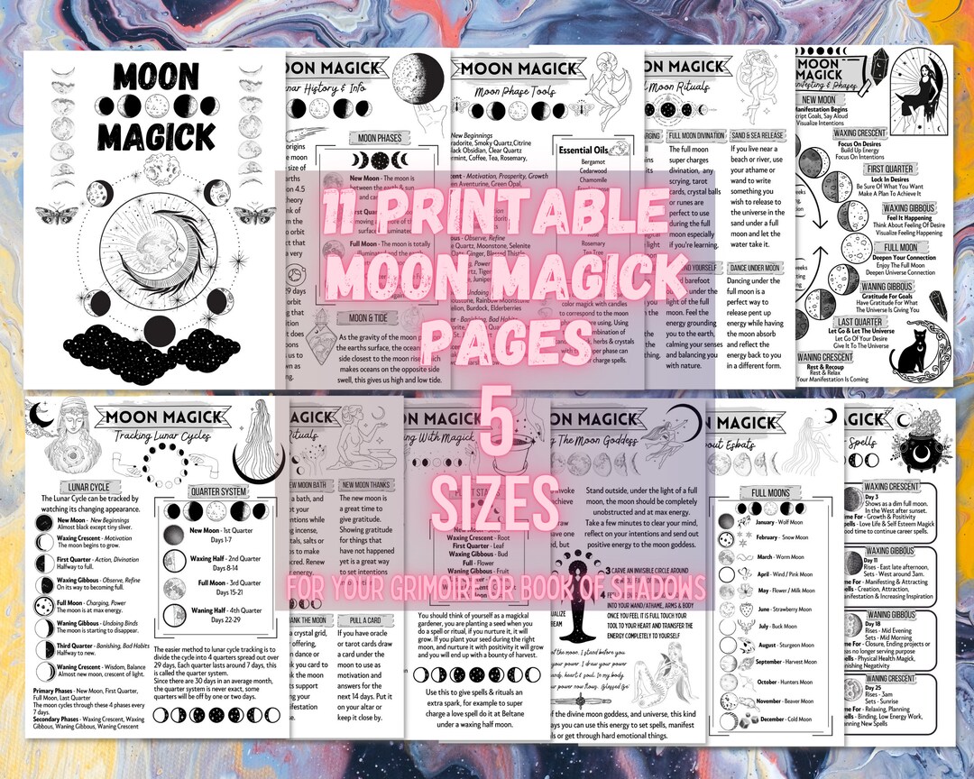 Moon Magick Sheets for Beginners, Basics of Lunar Cycles, Moon Cycles ...