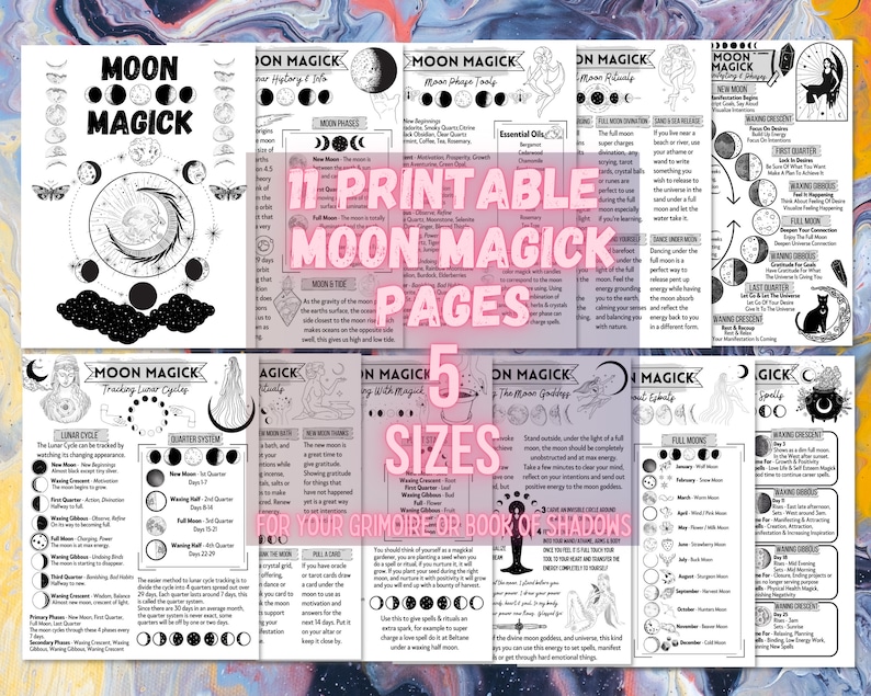 Moon Magick Sheets for Beginners, Basics of Lunar Cycles, Moon Cycles ...