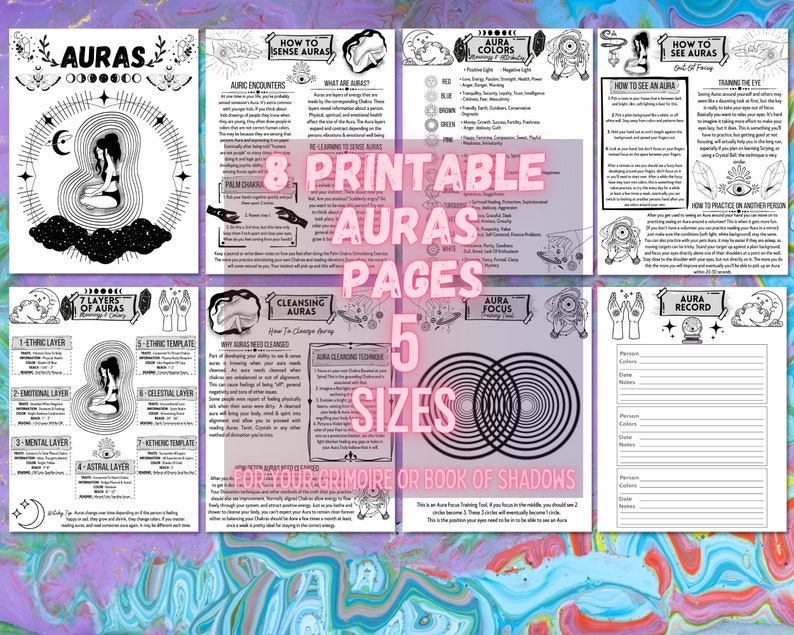 Auras for Beginners, Basics of Seeing Auras, Reading Auras Grimoire Sheets, Auras Book of ...