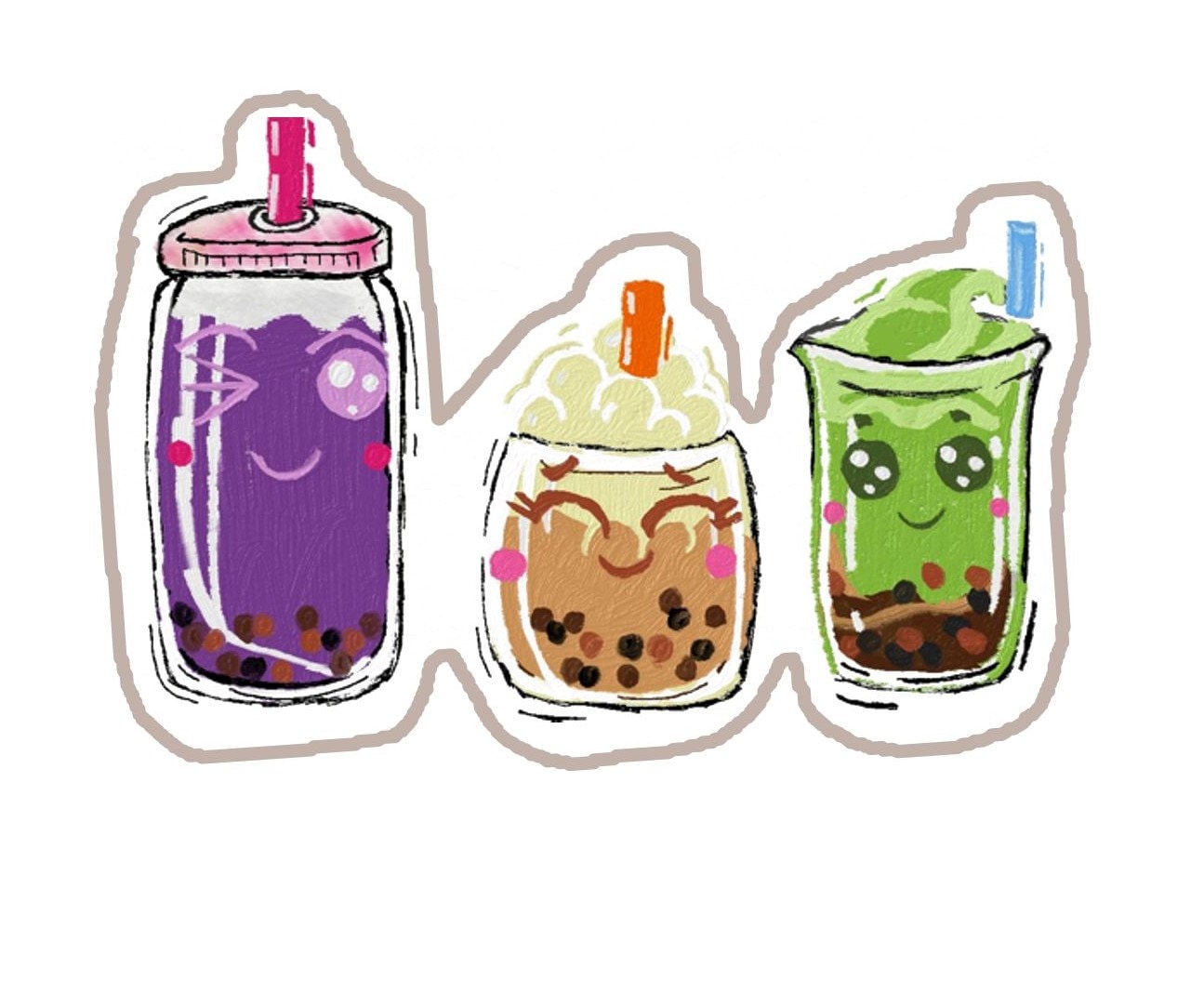 Cute Family Kawaii Boba bubble Tea Sticker - Etsy