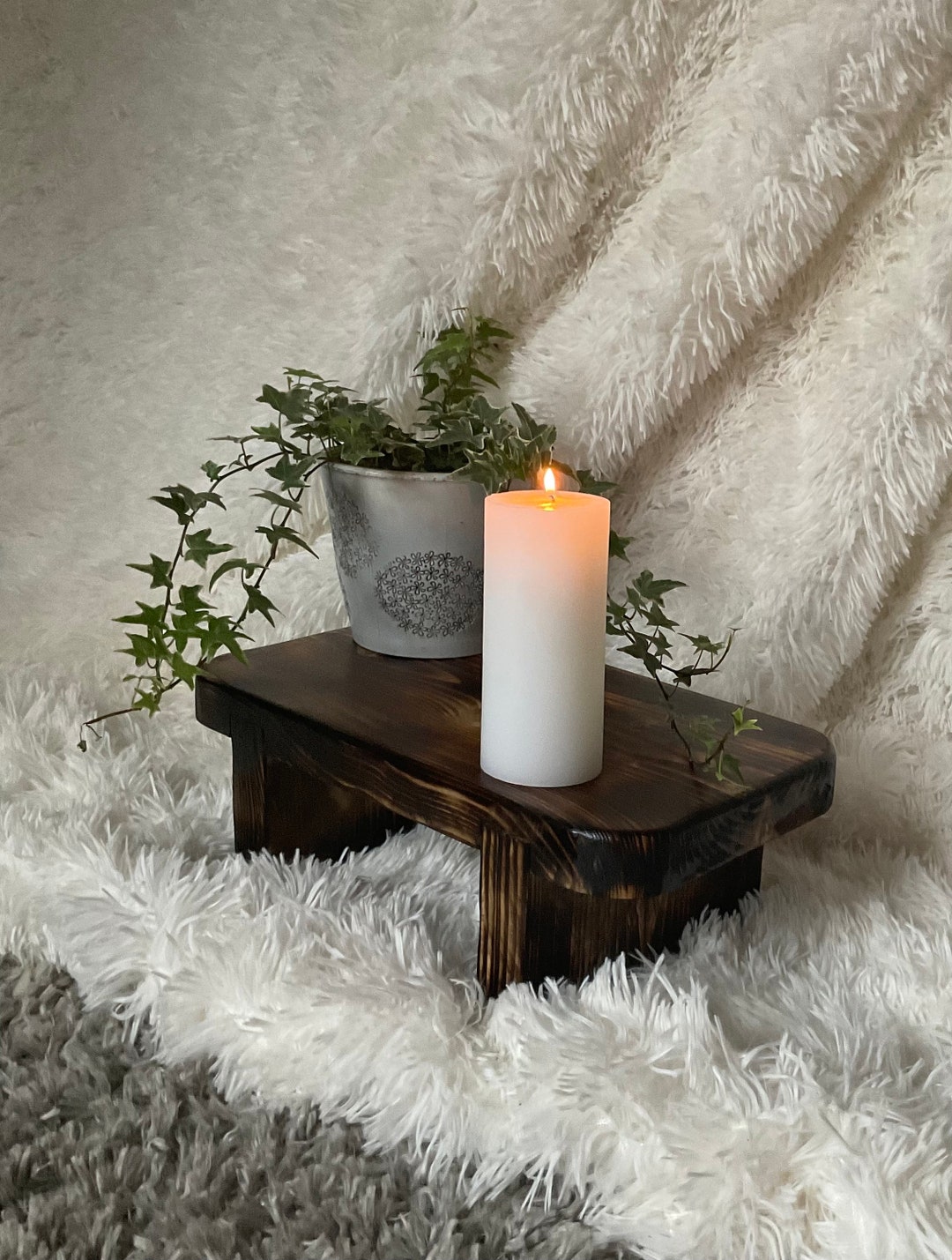 Small Handmade Wooden Step Stool rustic Shabby Chic Boho Style Dark ...