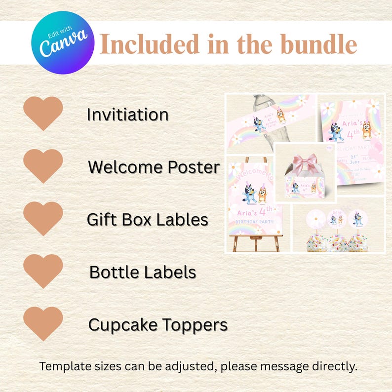 Bluey Birthday Complete Party 5 Piece Bundle - Pink, Rainbow and Daisy ...