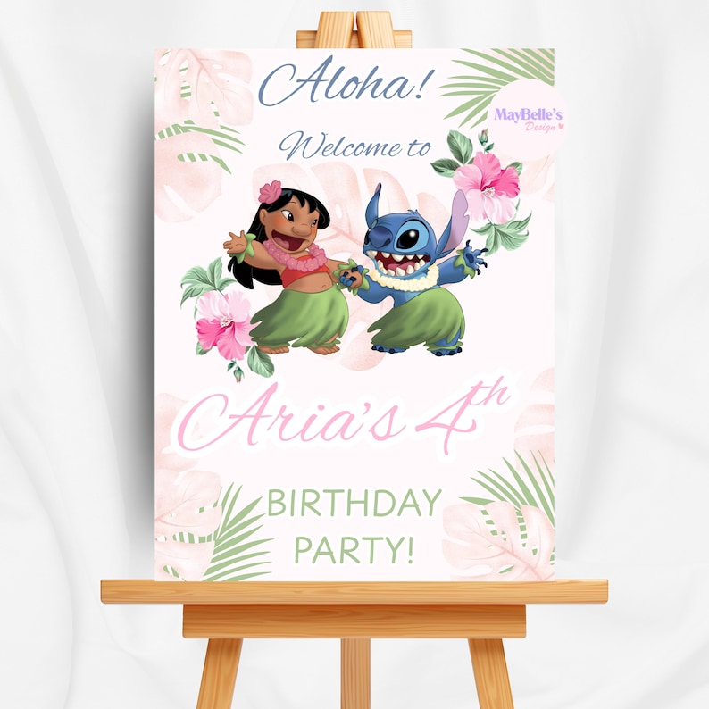 Lilo and Stitch Birthday Party Welcome Sign - Editable Poster. Download ...