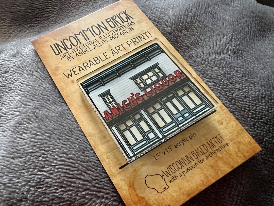 Architecture Acrylic Pin, Digital Watercolor Illustration, Wearable Art ...