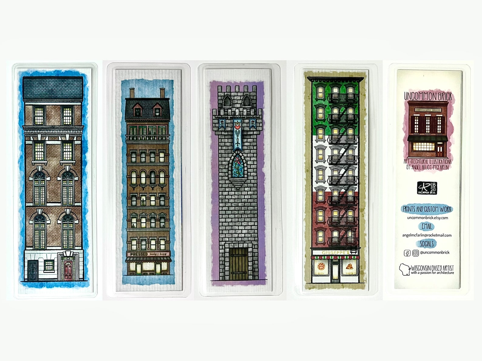 Laminated Bookmark, Architectural Digital Watercolor Illustration ...