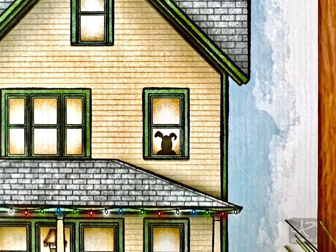 A Christmas Story Home, Digital Watercolor Christmas Decor Art Print ...