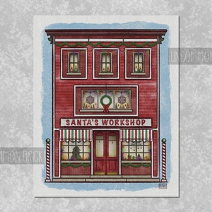 Santa’s Workshop Toy Store, Original Christmas Digital Watercolor Decor ...