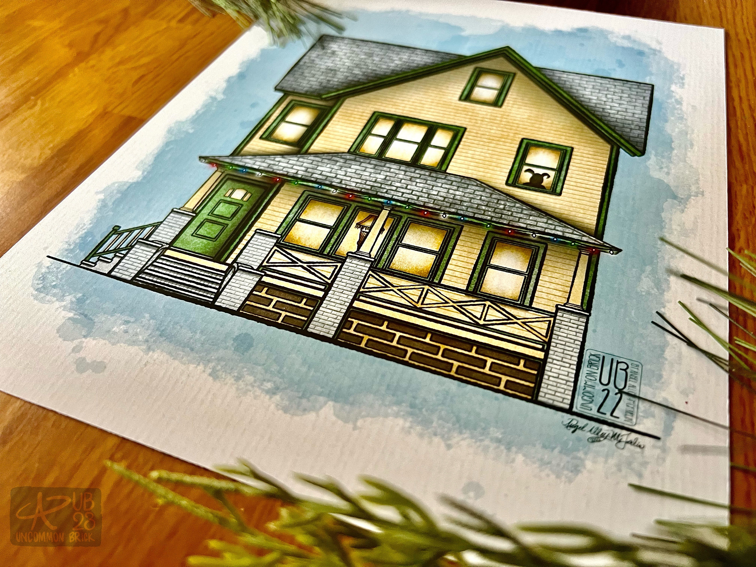 A Christmas Story Home, Digital Watercolor Christmas Decor Art Print, Ralphie’s House, Physical ...