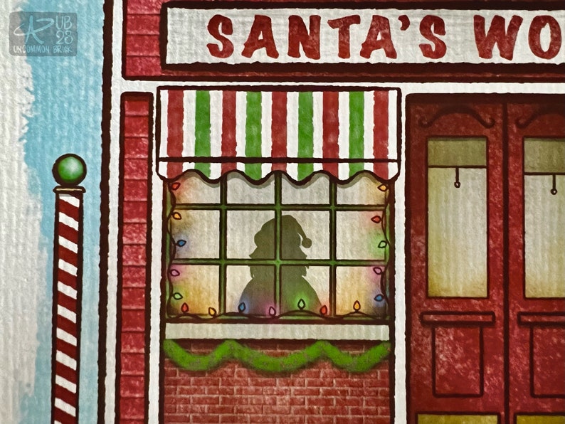Santa’s Workshop Toy Store, Original Christmas Digital Watercolor Decor ...