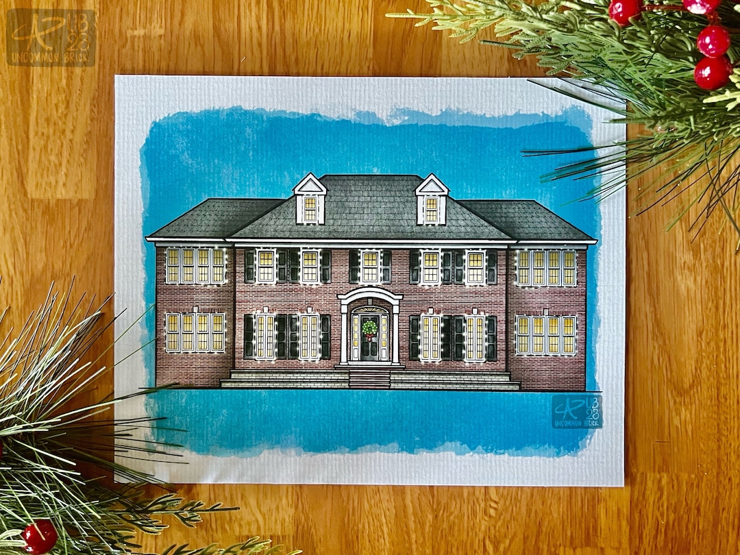 Home Alone Mccallister House, Digital Watercolor Christmas Decor Art ...