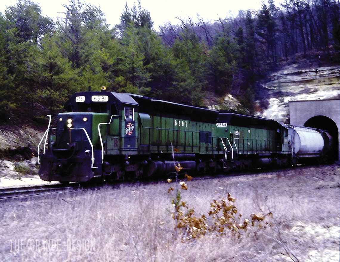 Chicago & Northwestern Railroad CNW SD45 Locomotive Color Photograph Print at Tunnel City ...