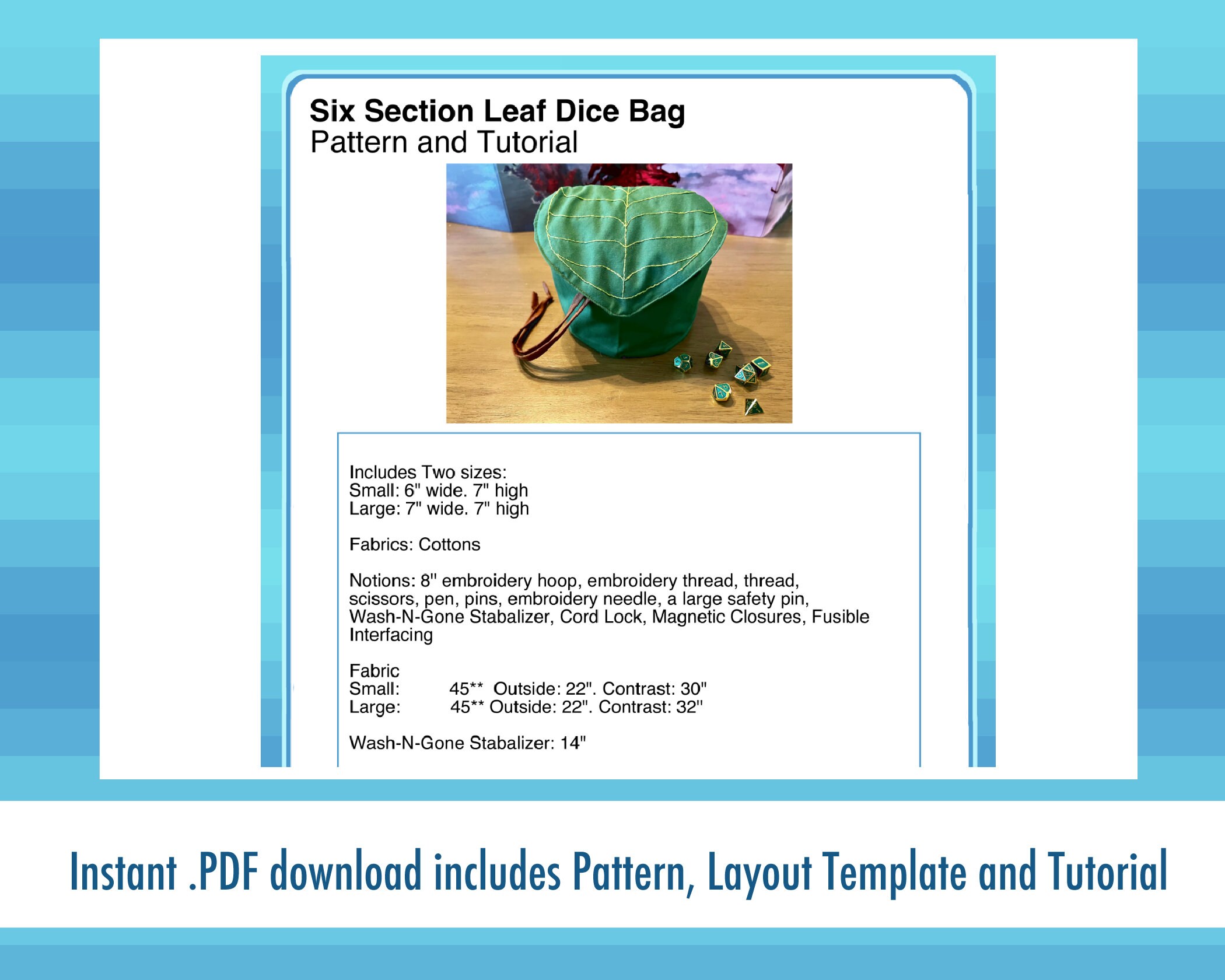 Leaf Dice Bag Sewing Pattern: Six Section Dnd Pathfinder and Roleplay ...