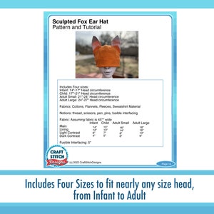 Sculpted Fox Ear Hat Pattern and Tutorial Animal Ear Sewing Pattern for ...