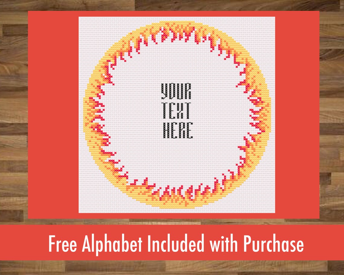 Burning Ring of Fire Cross Stitch Pattern Circle Border (digital ...