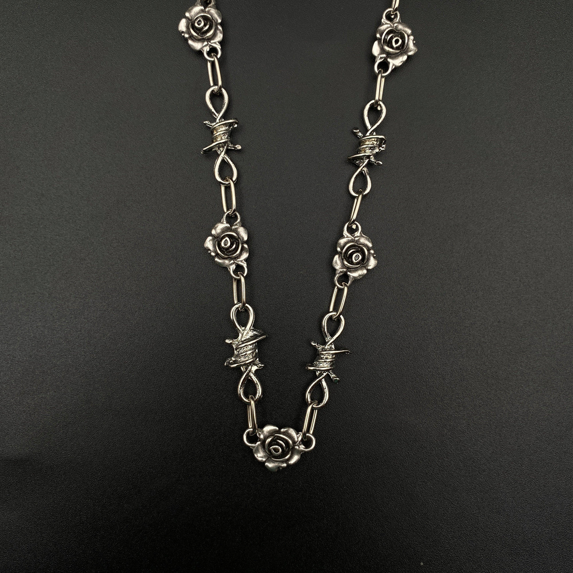 Rose Barbed Necklace, Rose Chain, Barbed Wire Necklace, Gothic Collar ...