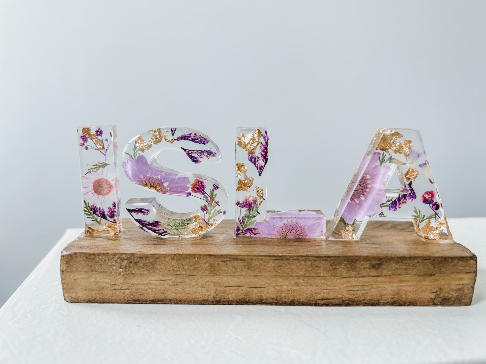 Pressed Flower Resin Name Plate - Etsy