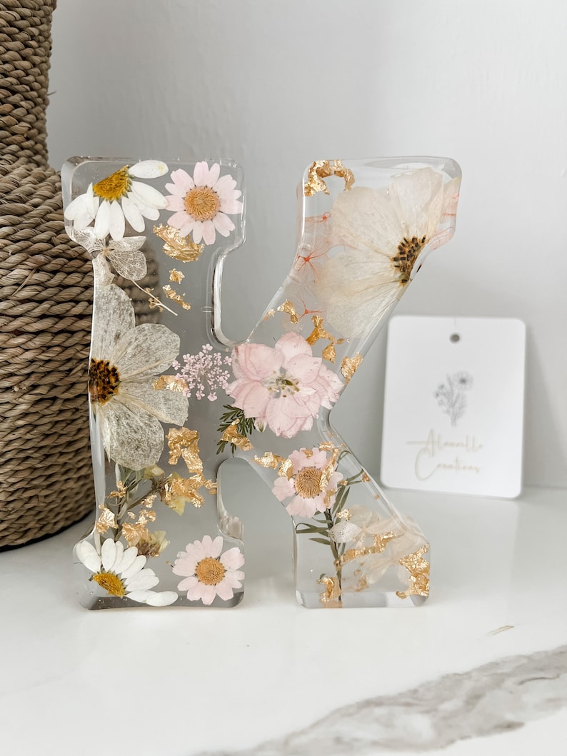 Pressed Flower Resin Letters - Etsy