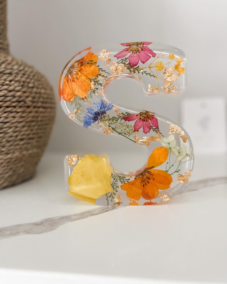 Pressed Flower Resin Letters - Etsy