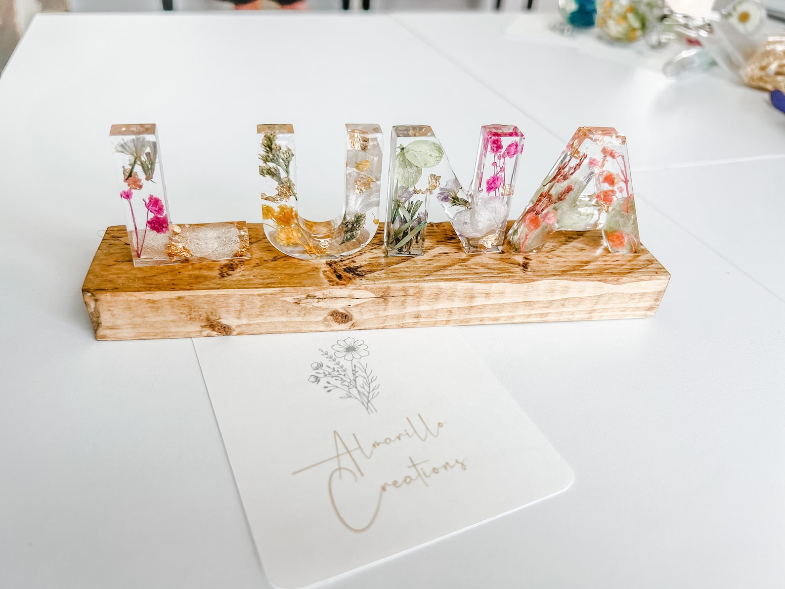 Pressed Flower Resin Name Plate - Etsy