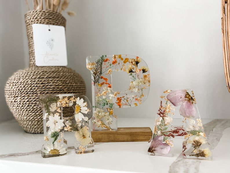 Pressed Flower Resin Letters - Etsy