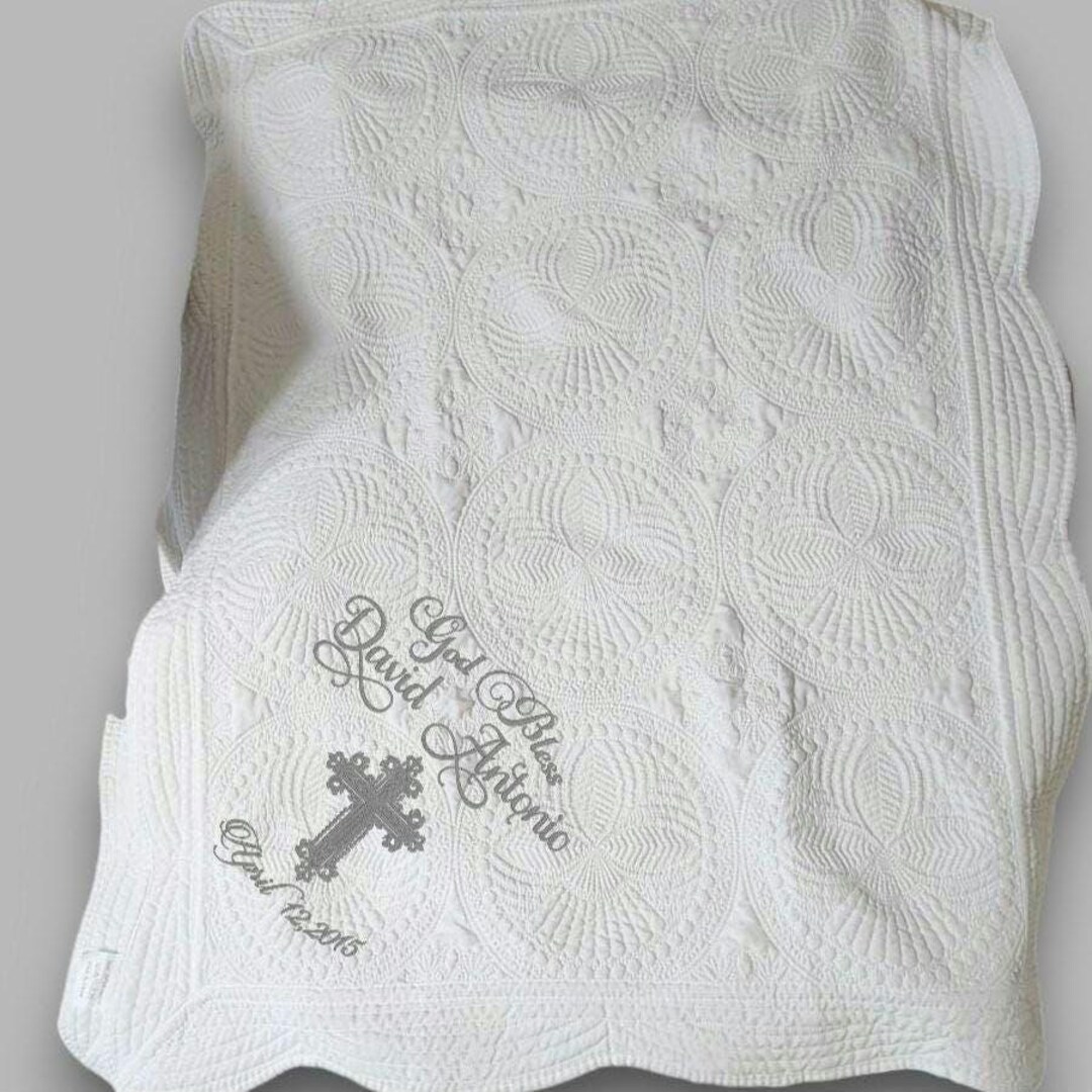 Personalized Baptism Blanket With Embroidered Cross - Etsy