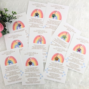 Rainbow Bridge Grieving Card, Pet Loss Memorial Gift, Dog Paw Charm ...