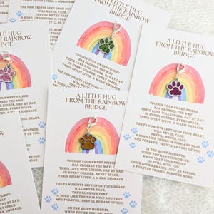 Rainbow Bridge Grieving Card, Pet Loss Memorial Gift, Dog Paw Charm ...