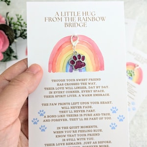 Rainbow Bridge Grieving Card, Pet Loss Memorial Gift, Dog Paw Charm ...