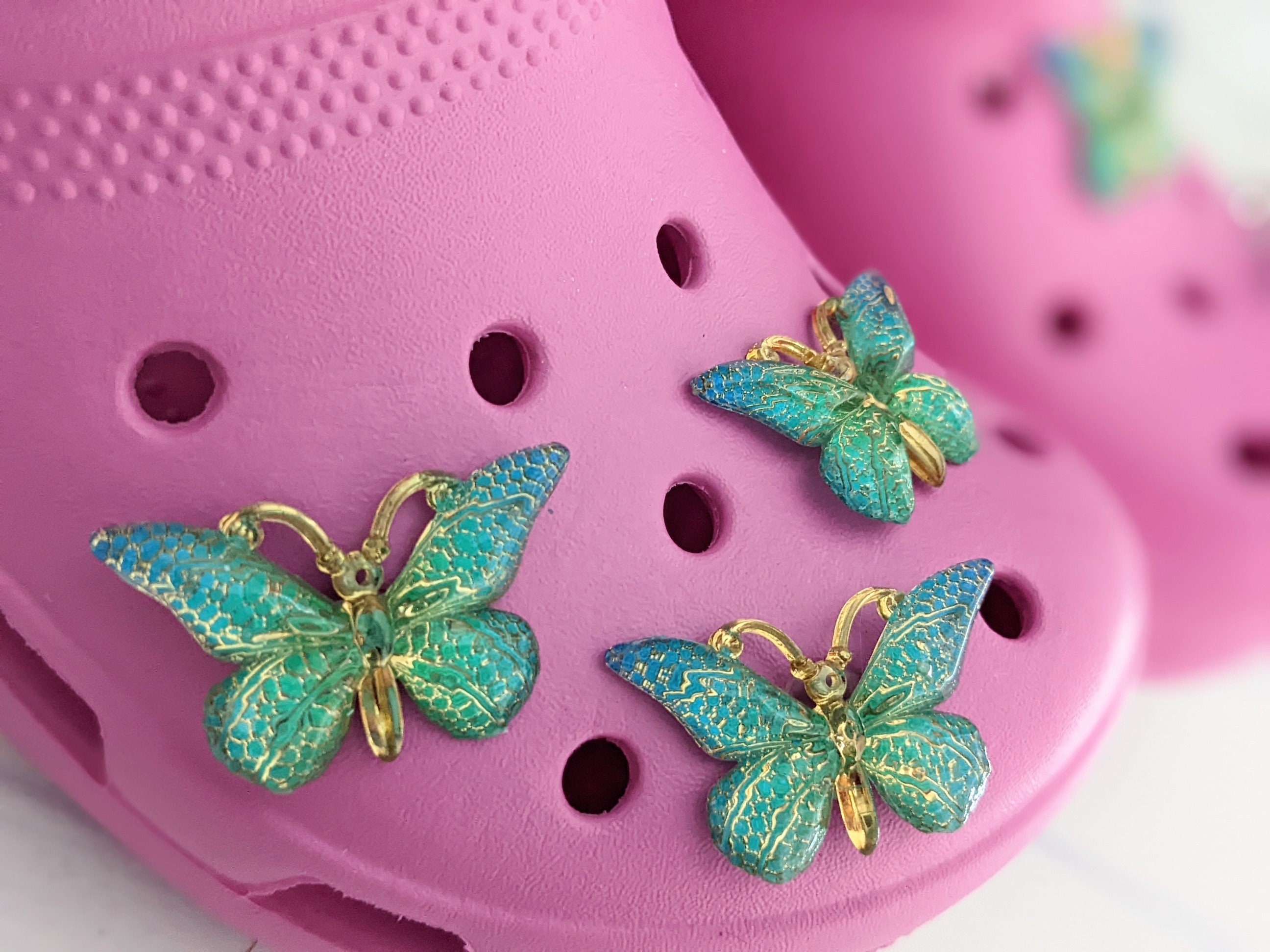 Teal Butterfly Croc Charms Butterfly Shoe Pins Blue Green - Etsy