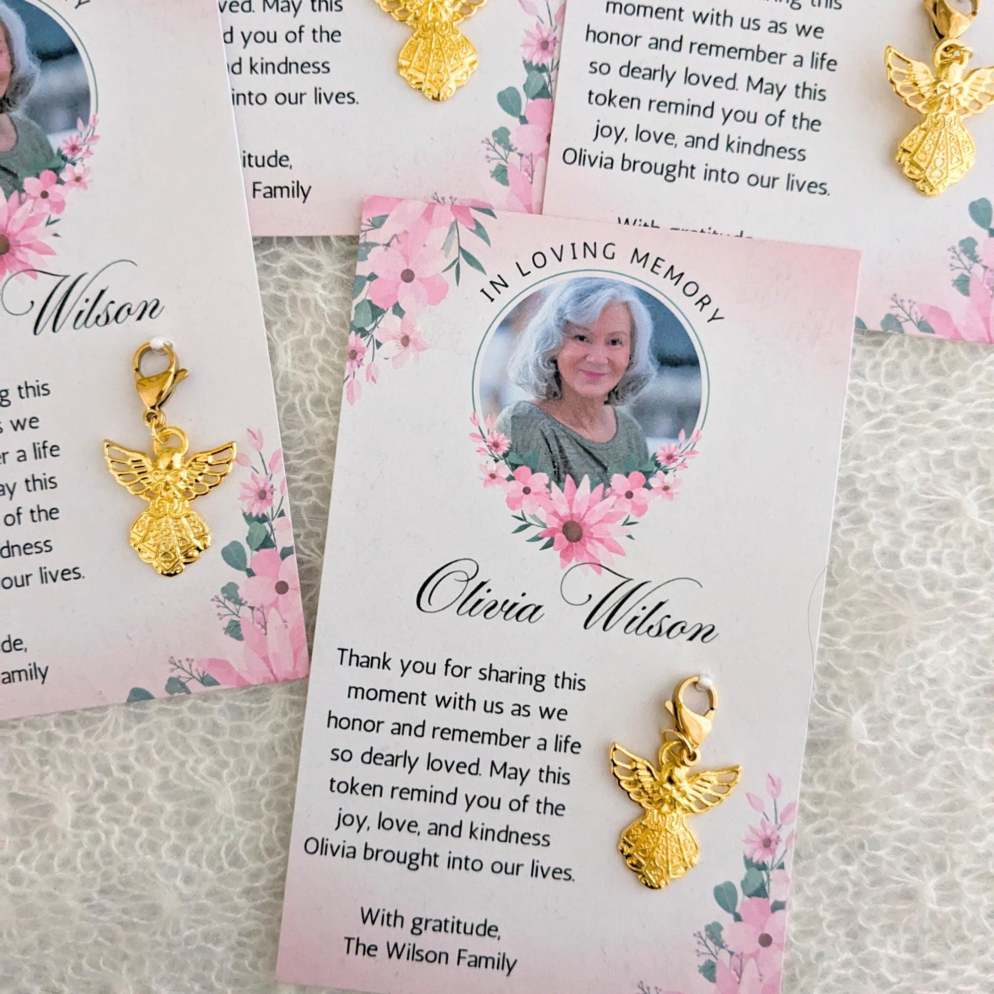 In Loving Memory Funeral Cards, Angel Charm Keychain, Grieving Memorial ...