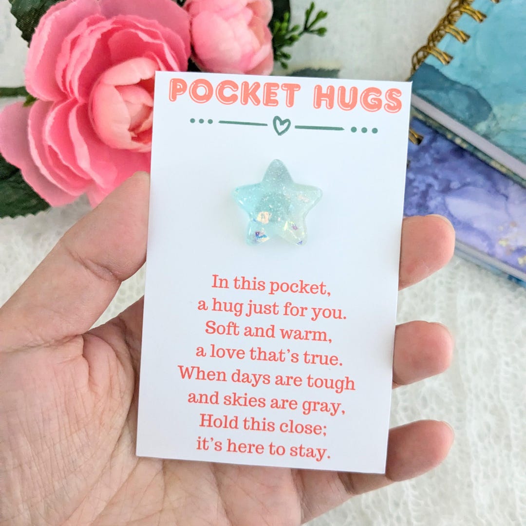 Pocket Hug Blue Glitter Star, Emotional Support Gift, Long Distance ...