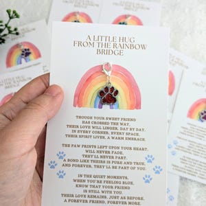 Rainbow Bridge Grieving Card, Pet Loss Memorial Gift, Dog Paw Charm ...