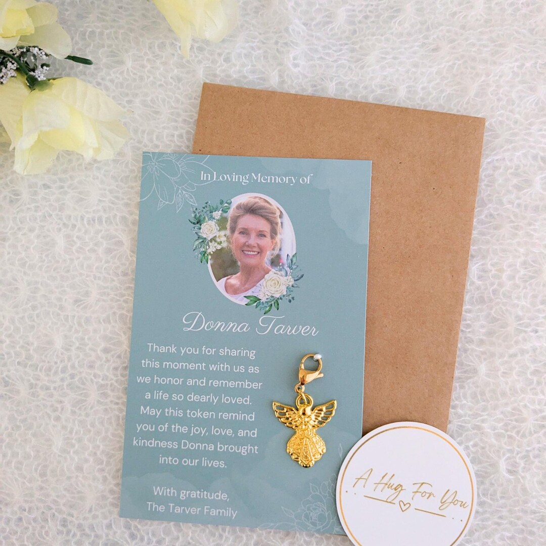 In Loving Memory Funeral Cards, Angel Charm Keychain, Grieving Memorial ...