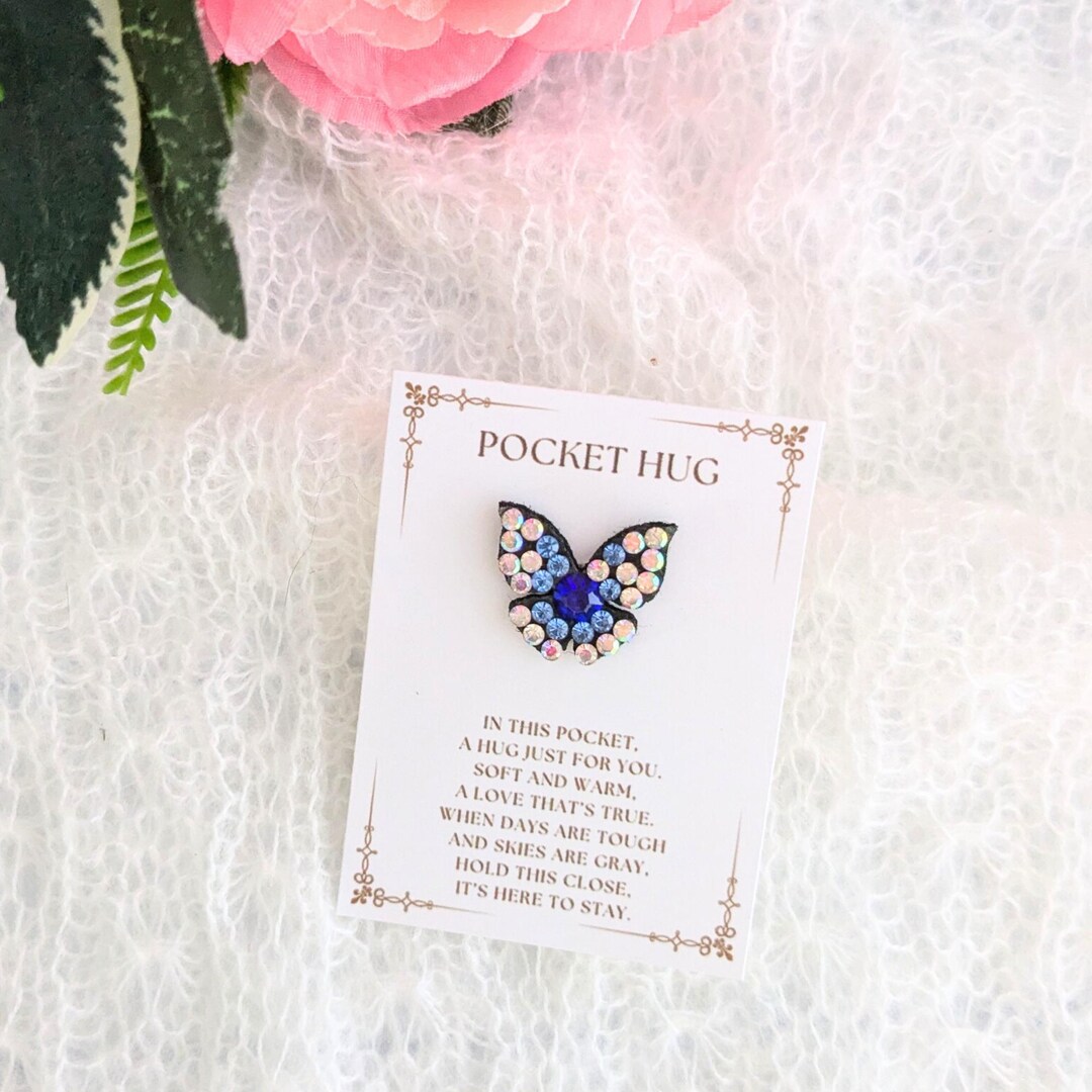 Blue Sparkle Butterfly Pocket Hug for Her, Niece Gift From Aunt, Unique ...