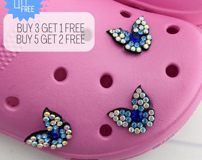 Blue Rhinestone Butterfly Croc Charms, Bling Croc Pins Butterfly ...
