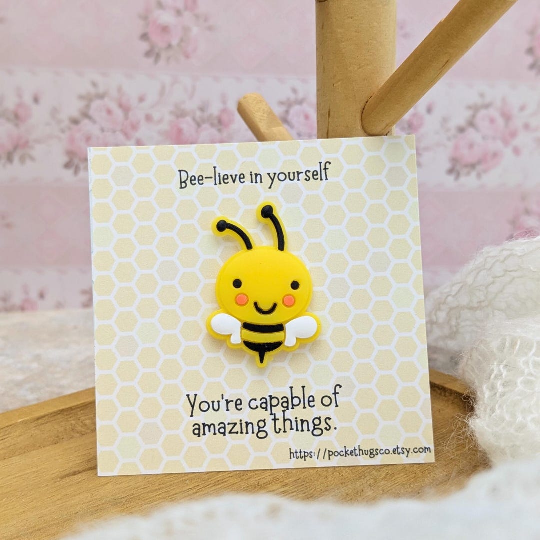 Pocket Hug Bumble Bee Emotional Support Gift, Glitter Star Positive ...
