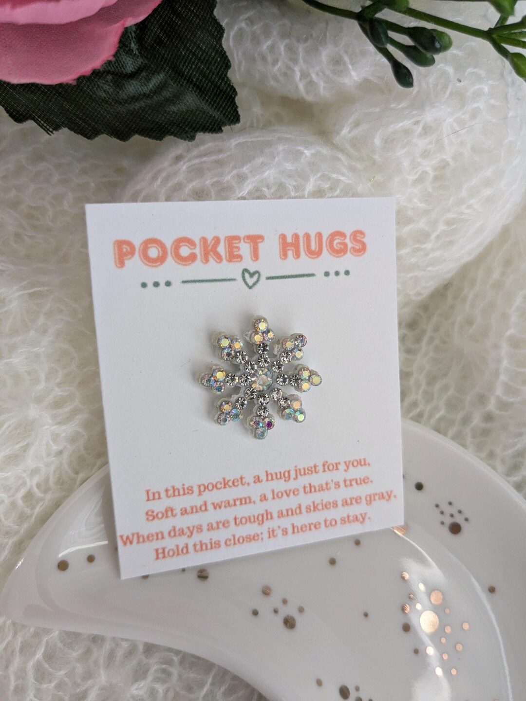 Snowflake Pocket Hug for Her, Sparkle Winter Snowflake Pocket Hug for Tween Girls, Teenage Girl ...