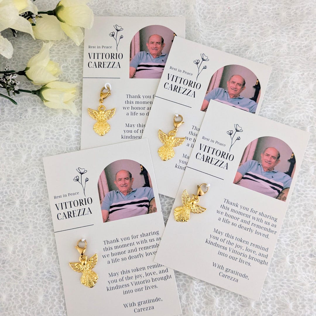In Loving Memory Funeral Cards, Angel Charm Keychain, Grieving Memorial ...