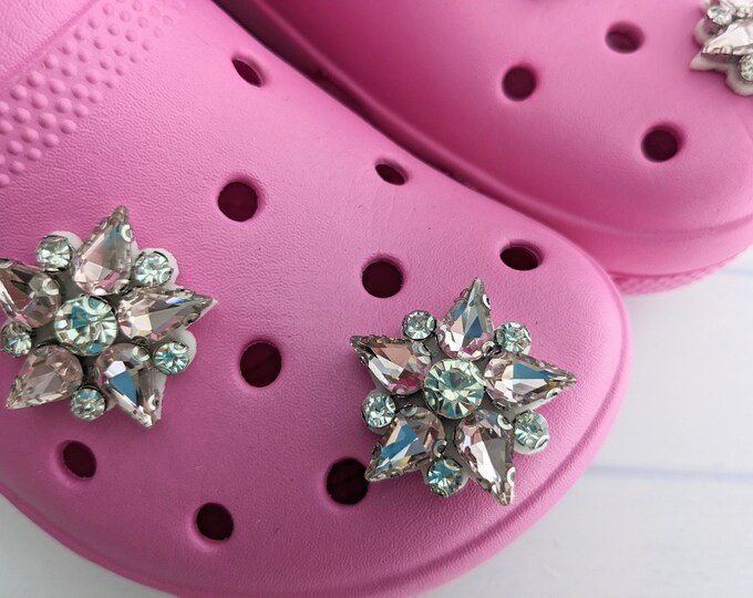 Light Pink Shoe Charm Star, Pink Crystal Shoe Pin, Bling Croc Charms ...