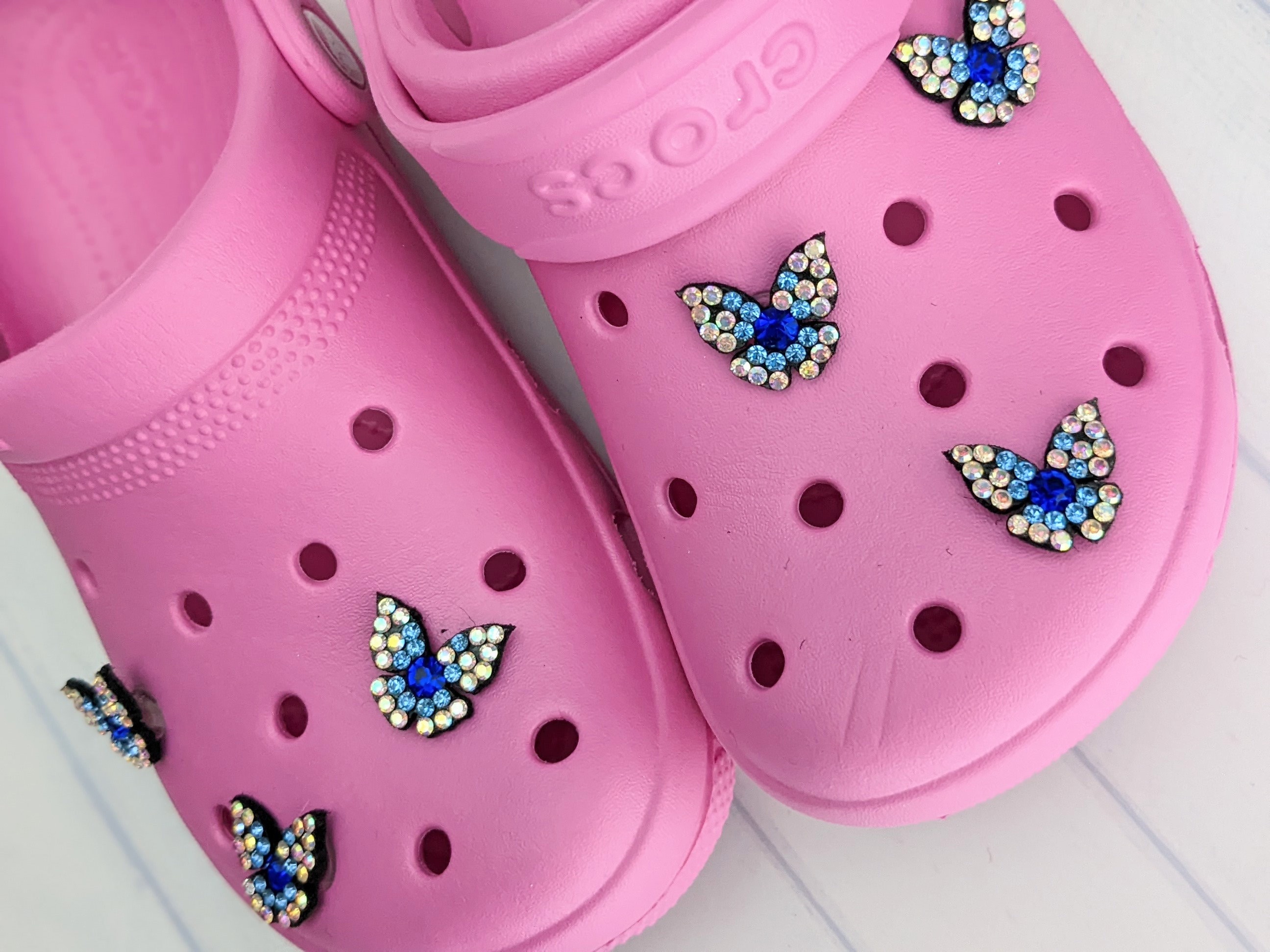 Blue Rhinestone Butterfly Croc Charms Bling Croc Pins - Etsy