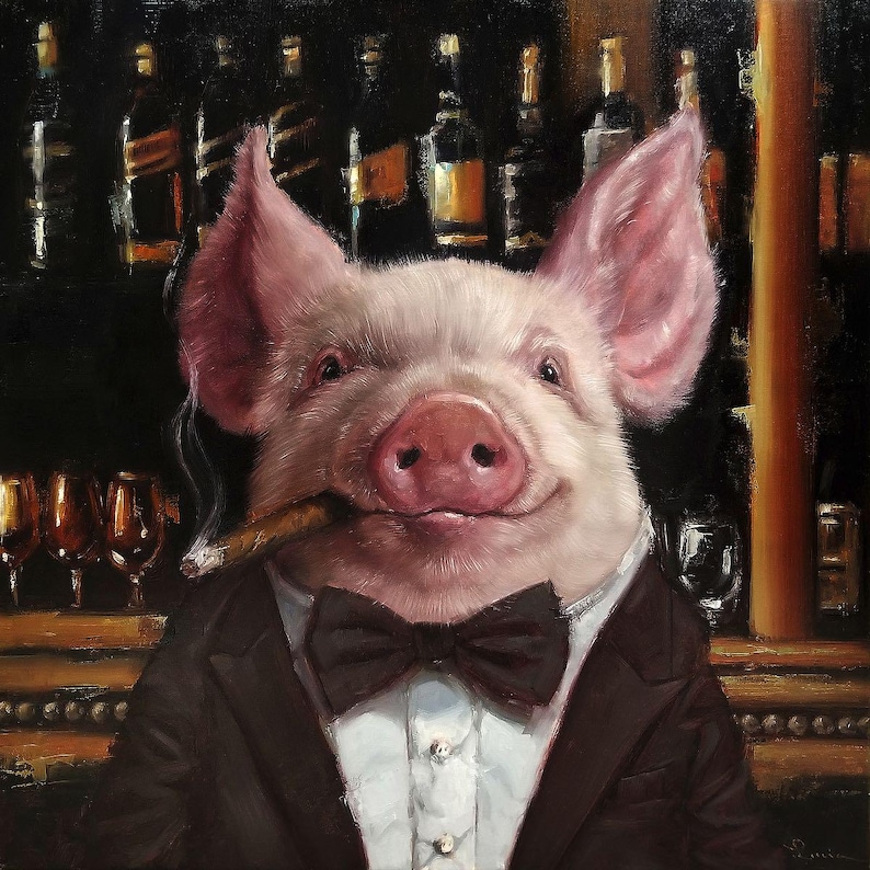 High Roller by Lucia Heffernan, Pig Art, Whimsical Animal Wall Decor ...