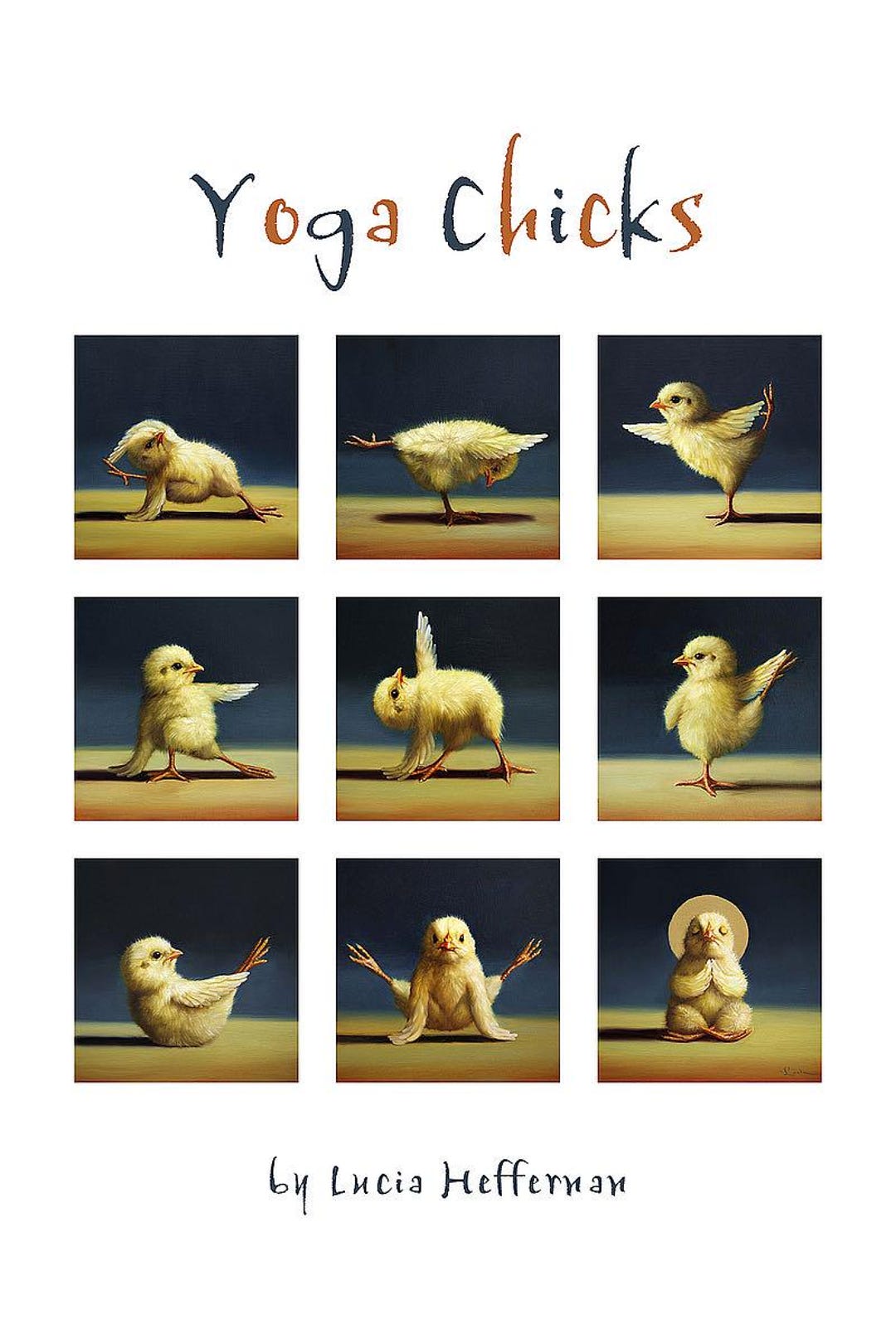 Yoga Chick Collage by Lucia Heffernan, Whimsical Chicks Art, Cartoon ...